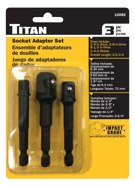 Titan 12082 3-Piece Socket Adapter Set (1/4", 3/8" and 1/2") | eBay