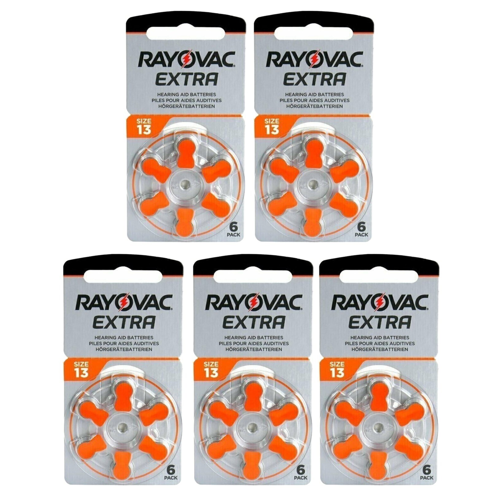 Rayovac Extra Size 13 Hearing Aid Batteries (5 X Pack of 6 ) Total 30 ...