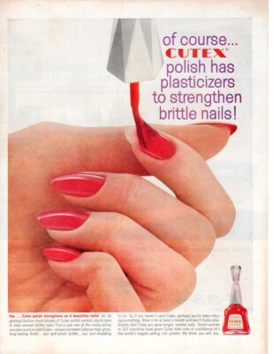 Vintage Beauty Fashion ad 1961 Nail polish Cutex Flaming Red color ...