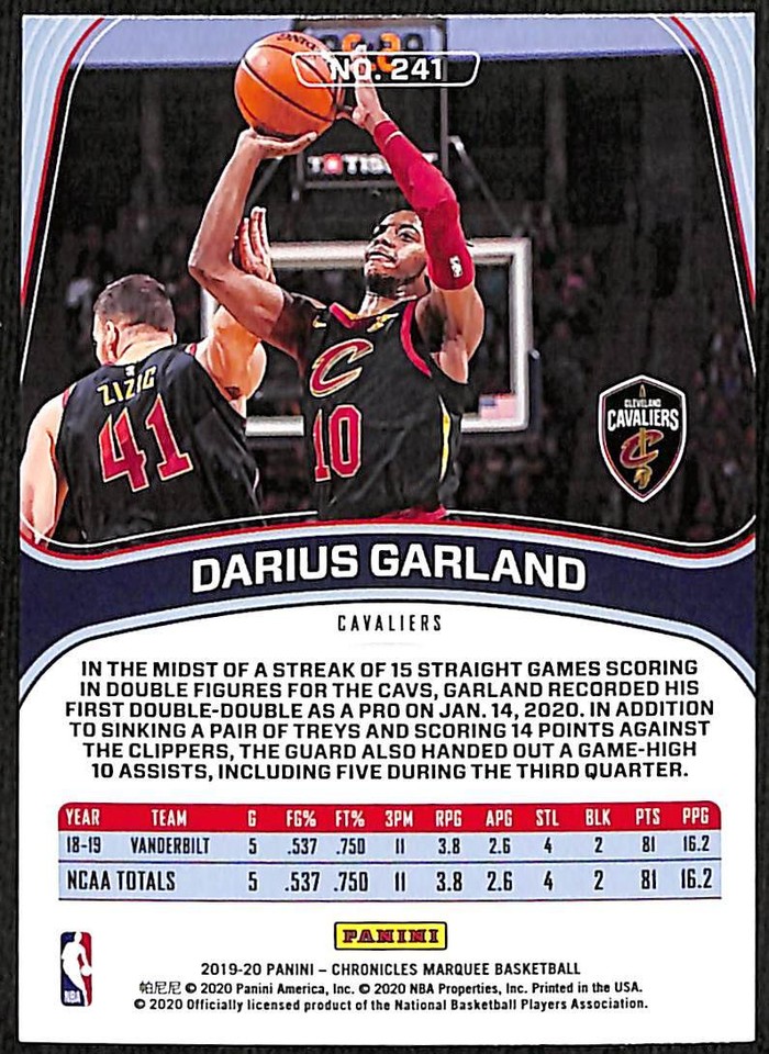 2019 Panini Chronicles Marquee Pink Darius Garland #241 Rookie ...