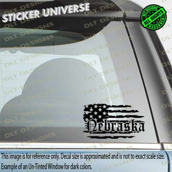 Nebraska Distressed U.S. Flag V2 Window Decal Bumper Sticker Tattered ...