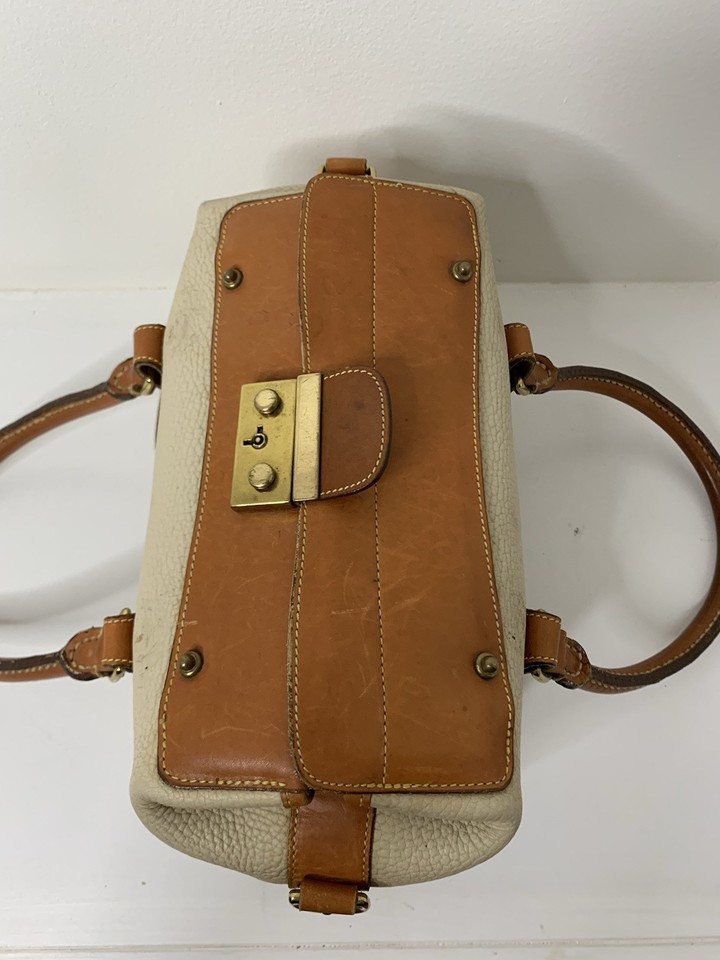 VNTG Dooney & Bourke Doctor Bag Weather British Tan Pebbled Locking ...