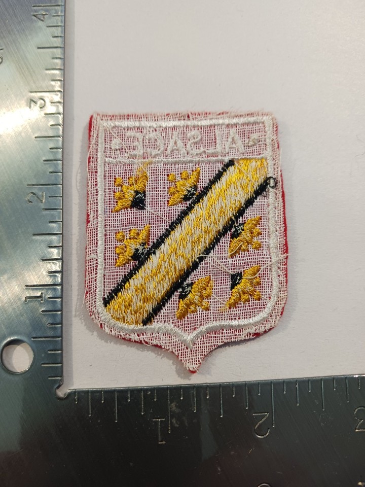 ALSACE France Coat of Arms patch embroidered cloth travel 1970's unused ...