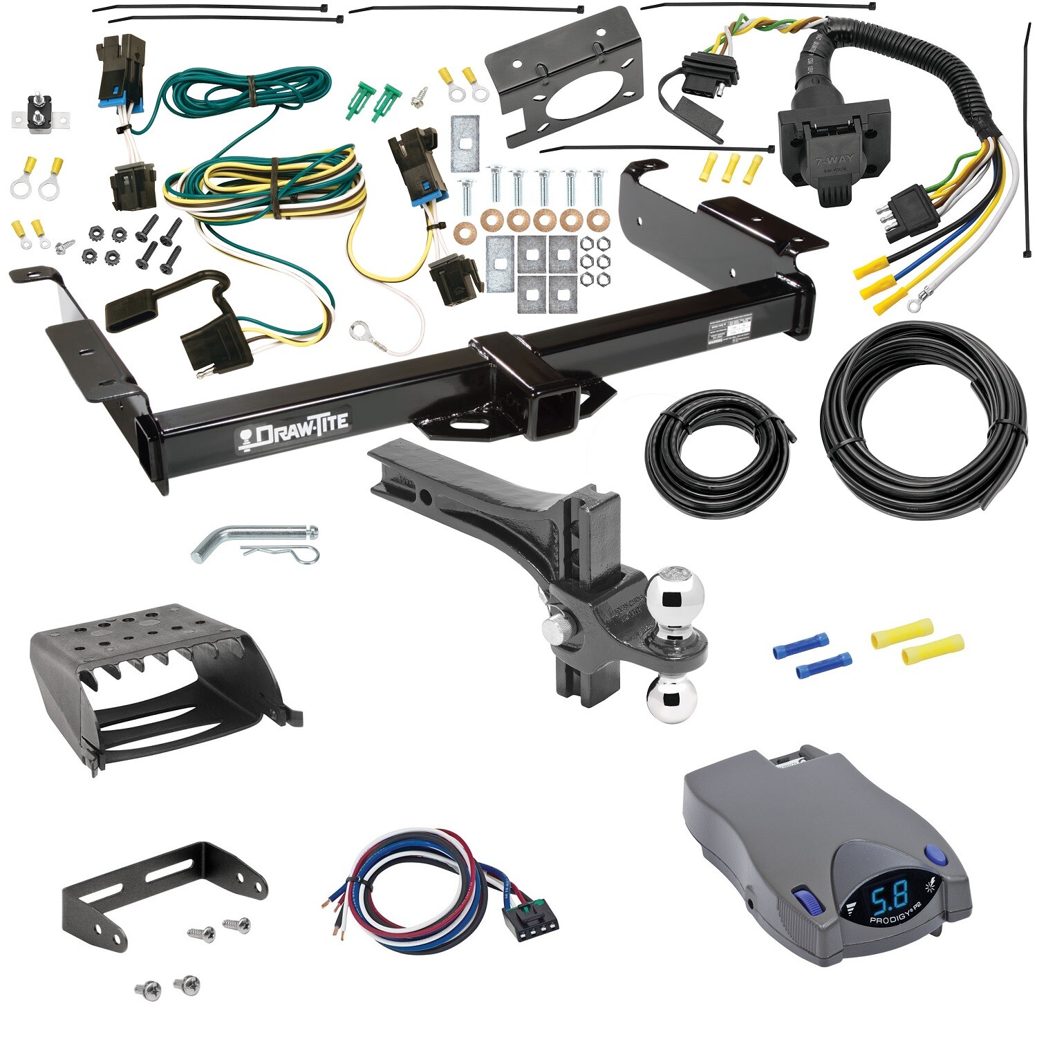 5K Trailer Hitch + Tekonsha P2 Brake Control For 03-25 Express Savana ...