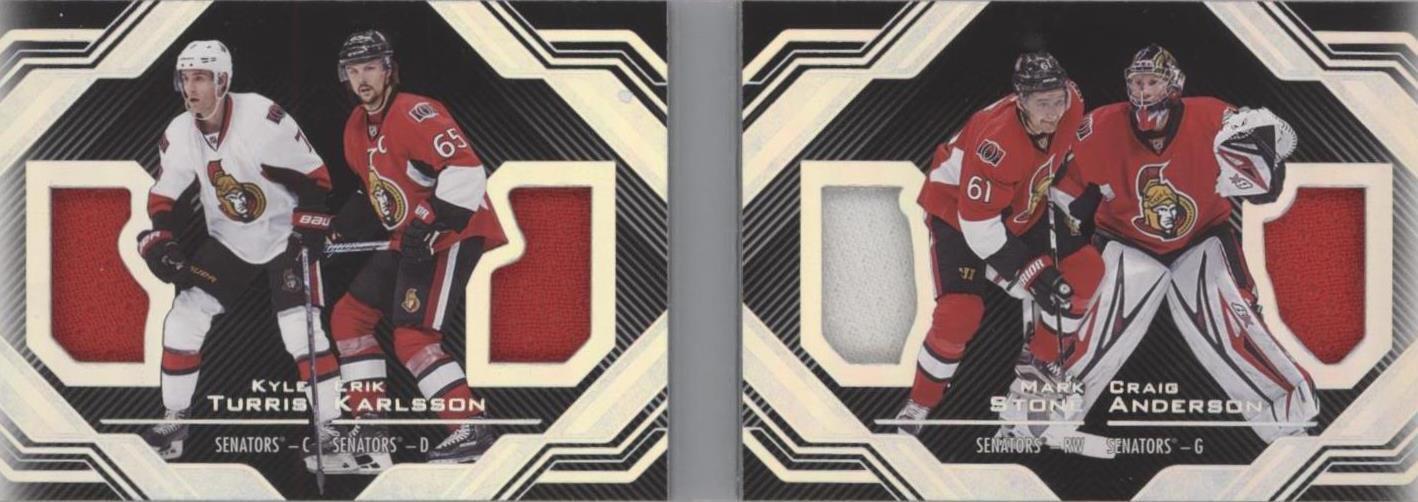 2016-17 UD Black - Quad Relic Booklets Erik Karlsson, Mark Stone, Craig ...
