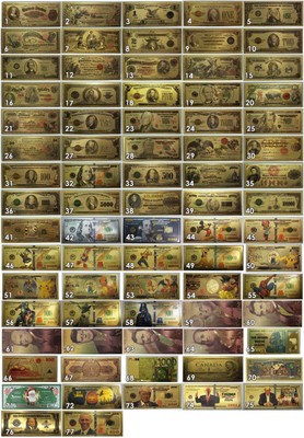 24K Plated Gold Foil Note Currency Bill Paper Money Novelty Famous Cash ...