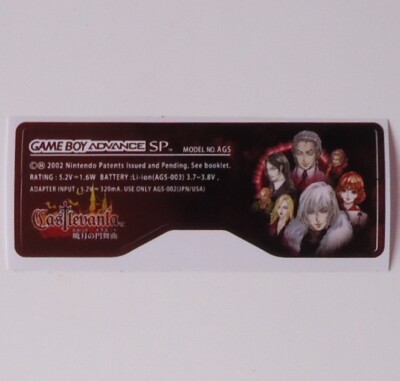 CUSTOM STICKER Game Boy Advance GBA SP AGS label decal Castlevania | eBay