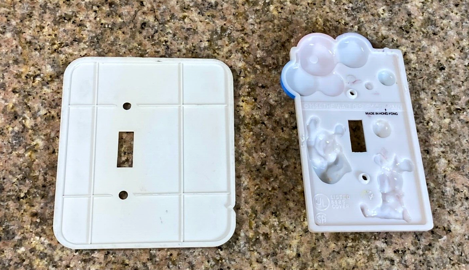 Disney Mickey Mouse Plastic Light Switch Plate Cover (2) Vintage 1970s ...