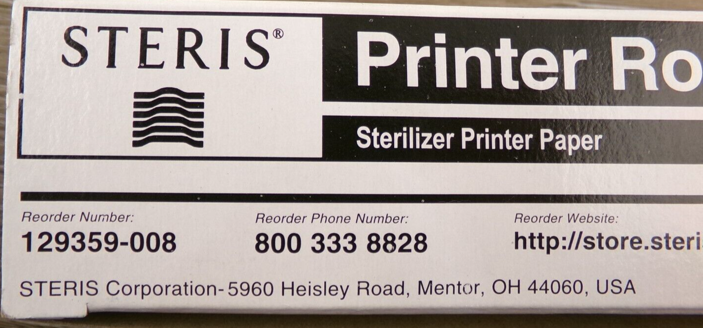 5pk STERIS Sterilizer Thermal Printer Paper 129359-008 Amsco Eagle 3000 ...