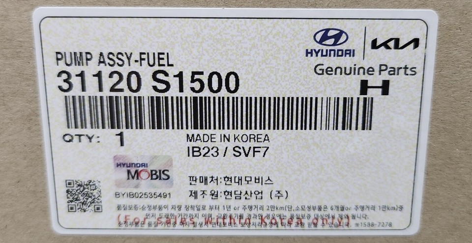 OEM 31120-S1500 PUMP ASSY-FUEL Ups/Ems for Hyundai Palisade 2020~2023 ...