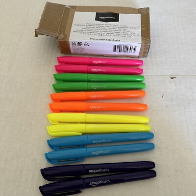 Amazon Basics Chisel Tip Fluorescent Ink Highlighters Assorted Colors ...