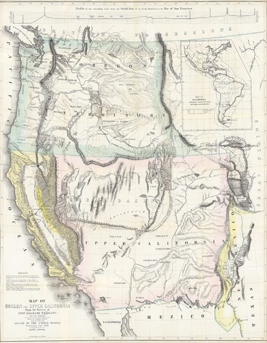 1848 Gold Rush Map Of Oregon & Upper California Showing the Regions ...