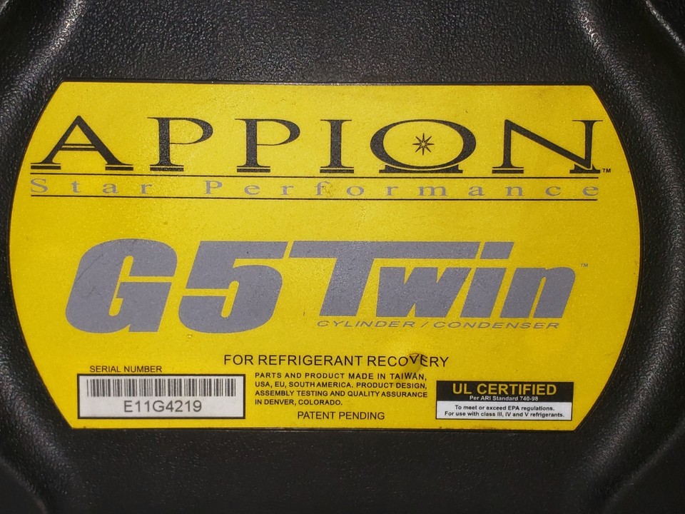 Appion G5 Twin Refrigerant Recovery Machine/System for HVAC Contractors ...