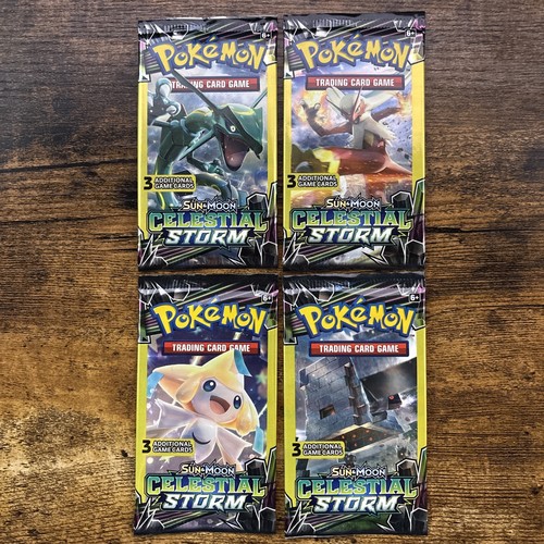 Pokemon Sun & Moon Celestial Storm 3 Card Booster Pack ART SET - 4 ...