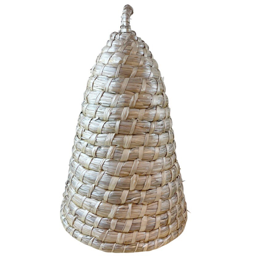 Kalalou Bee Skep Beehive Coiled Straw Wicker Pearlescent Decor ...