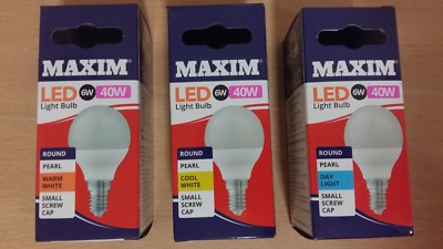 Maxim LED Golf Round Bulbs Lamps 6w SES Small Screw E14 Warm Cool Day ...
