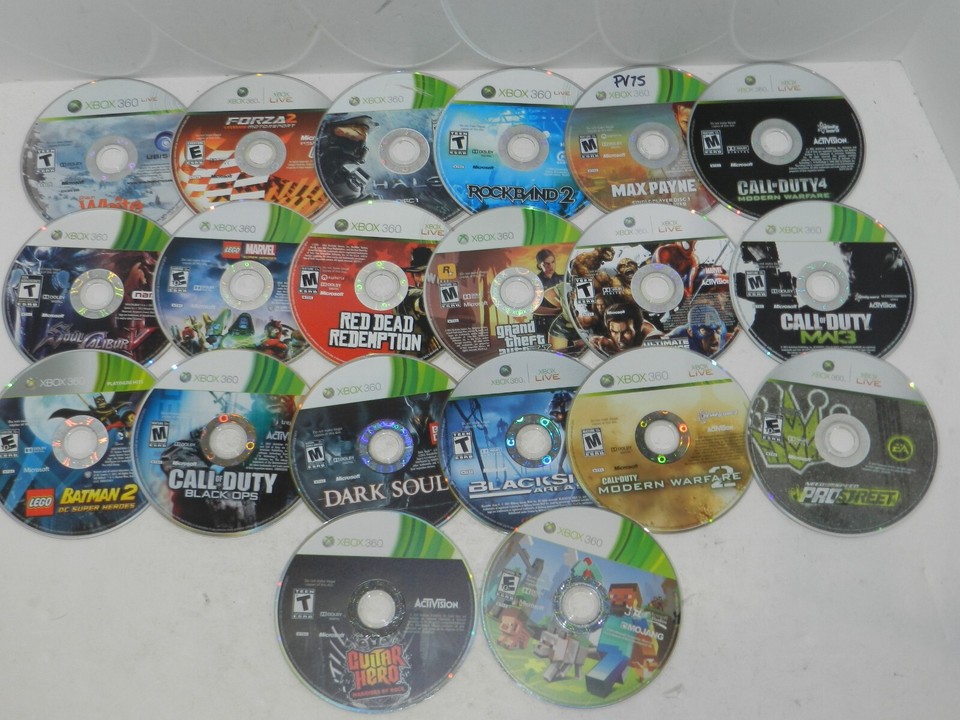 Lot of 50 Microsoft XBOX 360 Game discs Only Minecraft Guitar Hero GTA ...