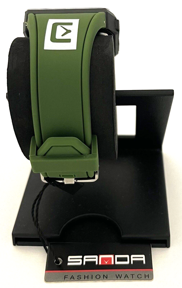 SANDA MEN'S BLACK DIGITAL WATCH WITH GREEN BAND 9003 | eBay