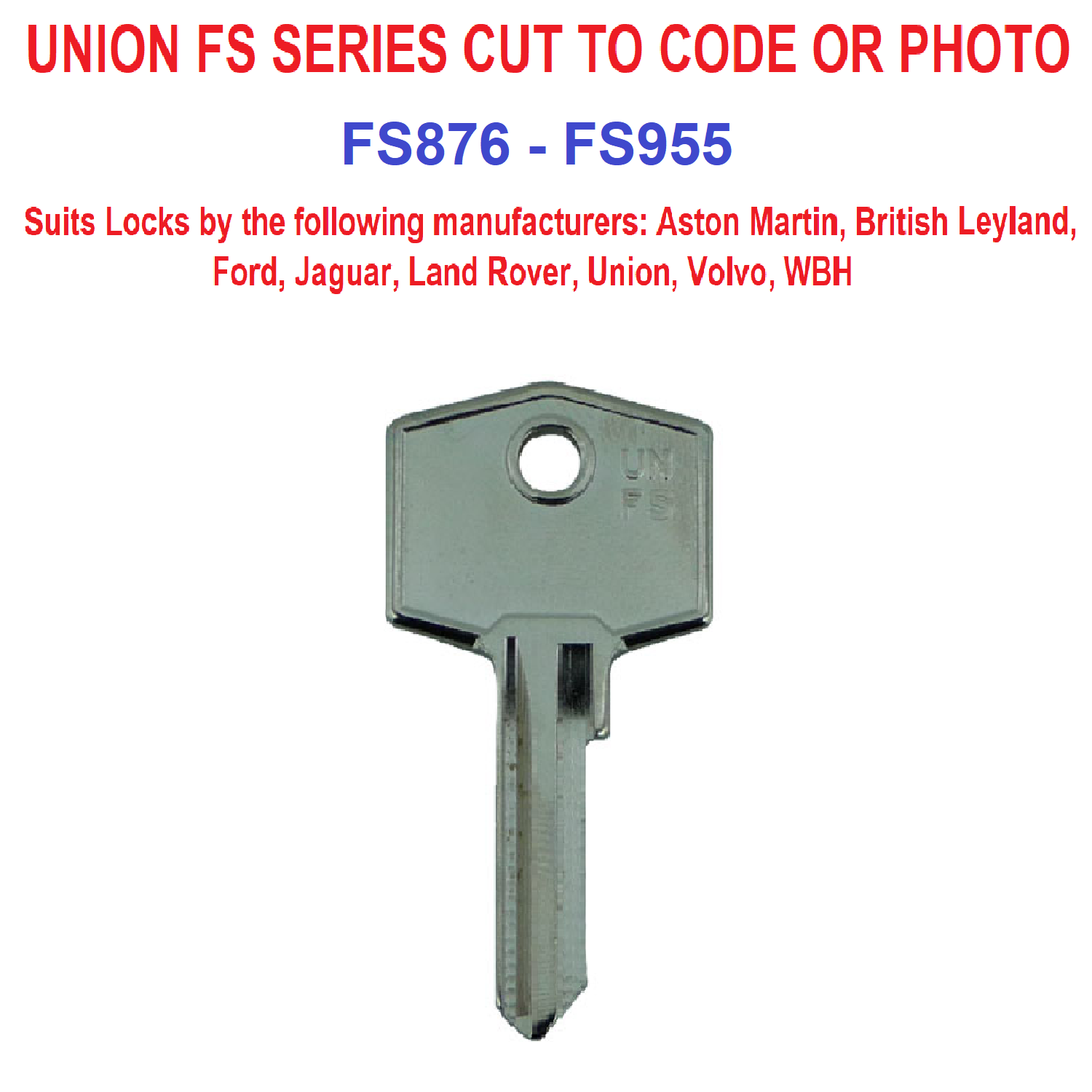 Union Wilmot Breeden FS Series Keys Cut to code FS876-FS955 Classic ...