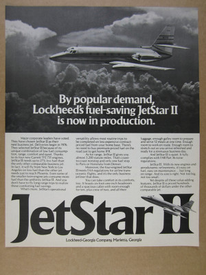 1975 Lockheed JetStar II Business Jet airplane photo vintage print Ad ...