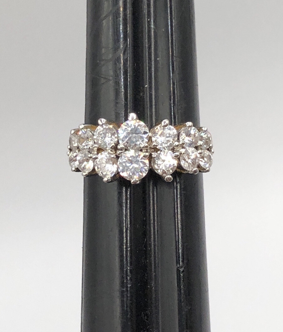 Vintage Seta 18k HGE Gold CZ Rhinestone Ring Size 7 - Gem