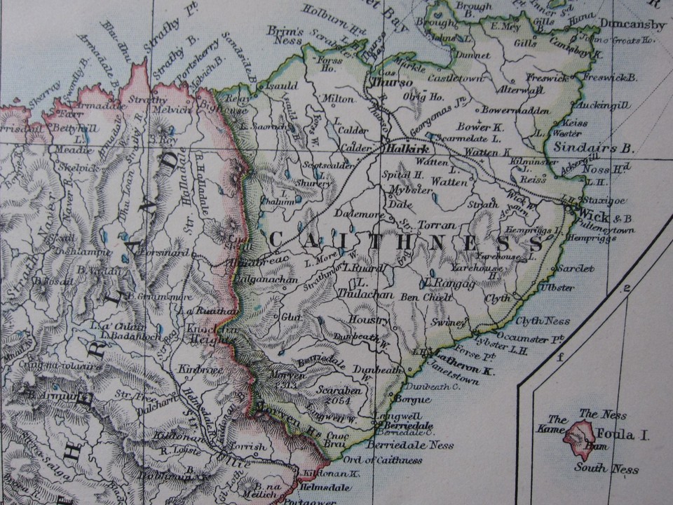 1912 MAP ~ SCOTLAND NORTH EAST CAITHNESS SHETLAND ISLANDS | eBay