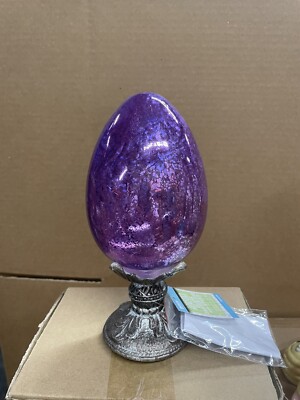 Lighted Mercury Glass Easter Egg w/ Stand (Purple) | eBay