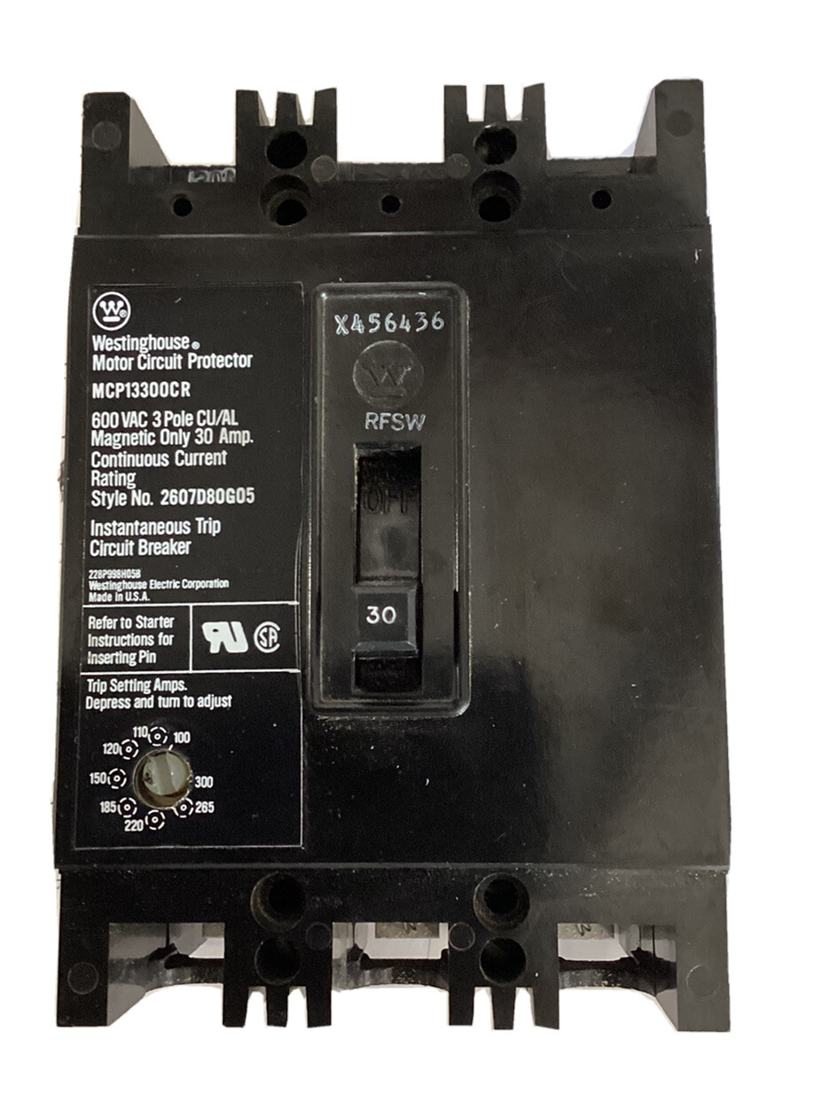 Westinghouse MCP13300RC Motor Circuit Protector 30A 3P 600V Style ...