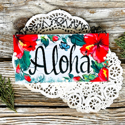 Aloha Welcome Sign Hibiscus Finished Wire Hanger Indoor Only! DecoGreet ...
