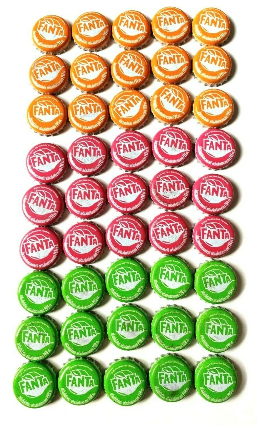45 PCS 1/Lot Bottle Caps 3 Kind 3 color Soft Drink Fanta Thailand ...