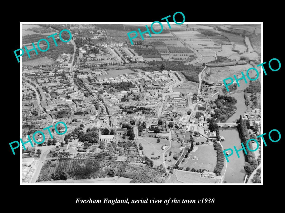 OLD 6 X 4 HISTORIC PHOTO OF EVESHAM ENGLAND AERIAL VIEW OF THE TOWN ...