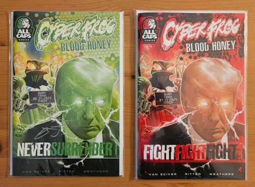 Cyberfrog Blood Honey Trump Mugshot Green Never Surrender + Red MAGA ...