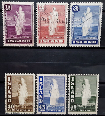 Iceland Stamp 1938-47 Geyser Collection Scott # 203-208 Used | eBay