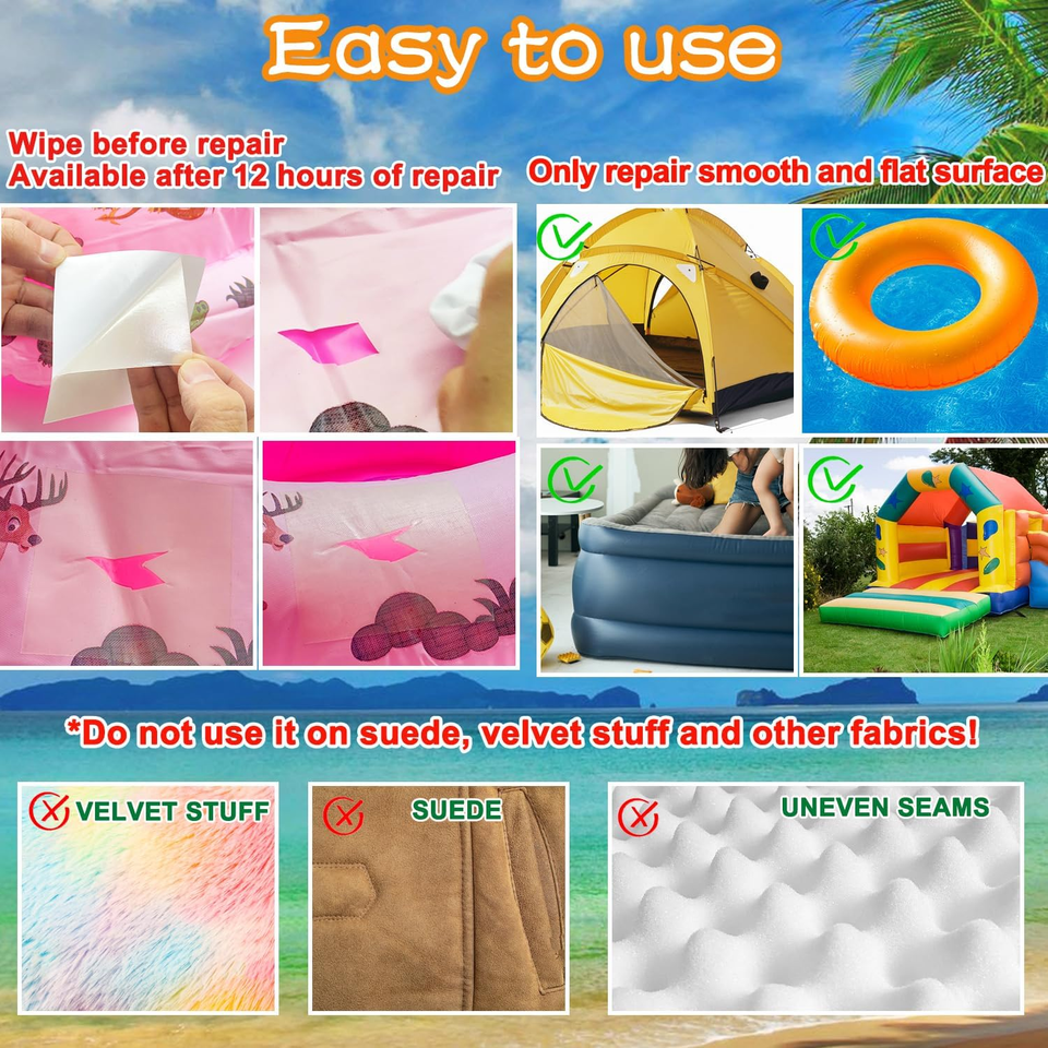 6PCS Inflatable Patch Repair Kit Self-Adhesive, Waterproof TPU Pool ...