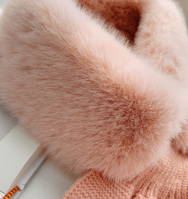 Winter Women Cute Plush Faux Fur Bowknot Collar Scarf Neck Warmer ...