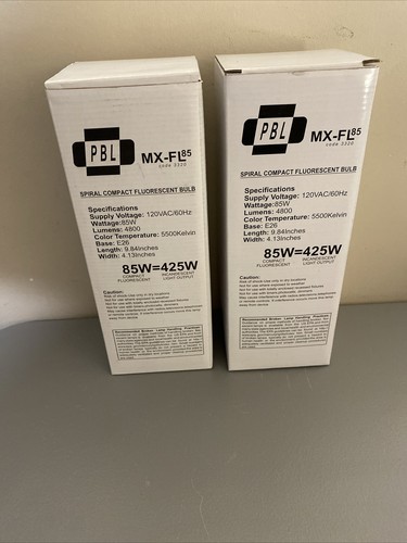 (2) Count PBL-MX-FL85 Watt Spiral Compact Fluorescent Bulb- 4800 Lumens ...