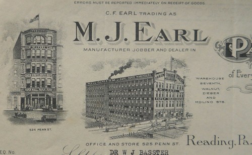 1934 C. F. Earl as M. J. Earl Dealer in Paper 525 Penn St. Warehouse ...