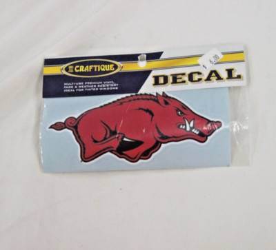 UNIVERSITY OF ARKANSAS RAZORBACK RED HOG 6" ADHESIVE DECAL NEW SEAL NU ...