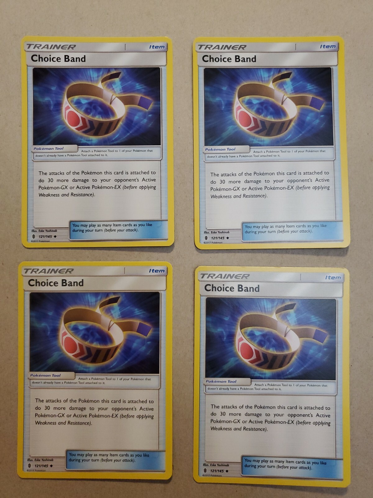 4x Choice Band 121/145 Trainer Guardians Rising Pokemon Play set - ABC ...