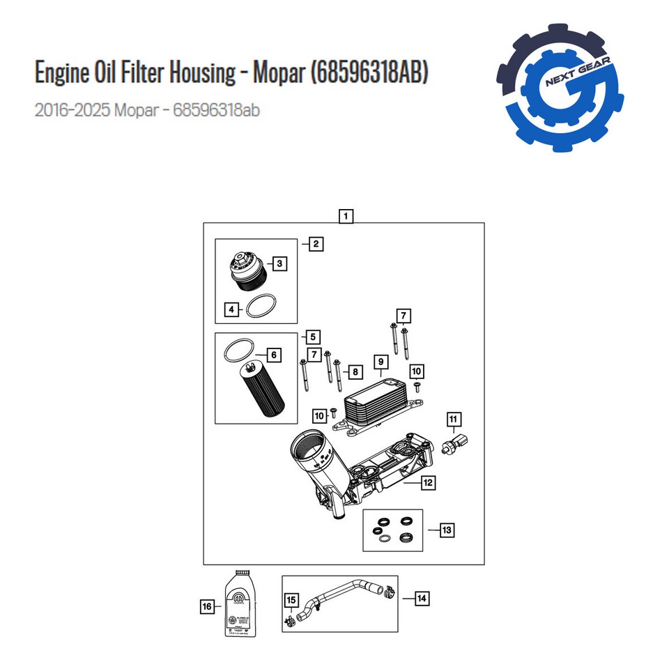 New OEM Mopar Engine Oil Filter Housing 16-25 Dodge Durango Ram 1500 ...