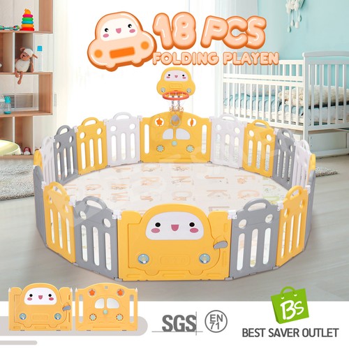 Kidbot 18 Panel Playpen Kids Activity Centre Safety Foldable Fence Baby ...