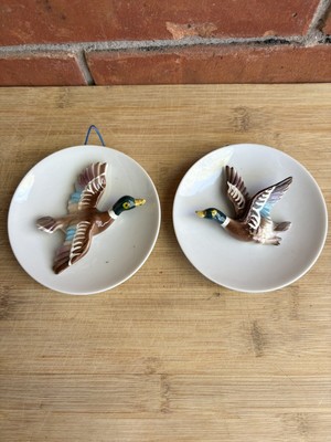 Vintage 3-D Flying Mallard Duck Plate Plaques Wall Hanging Decor Japan ...