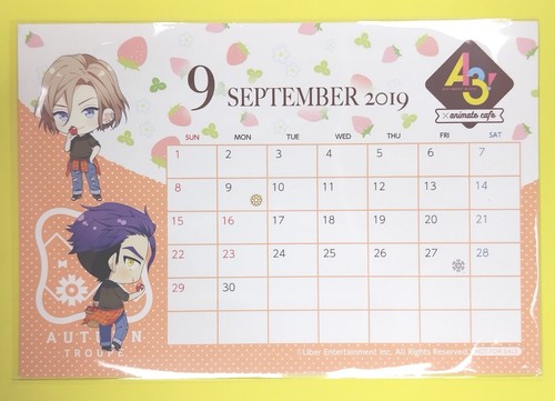 A3! Postcard Calendar Animate Cafe Promotional Japanes September 2019 Card | eBay
