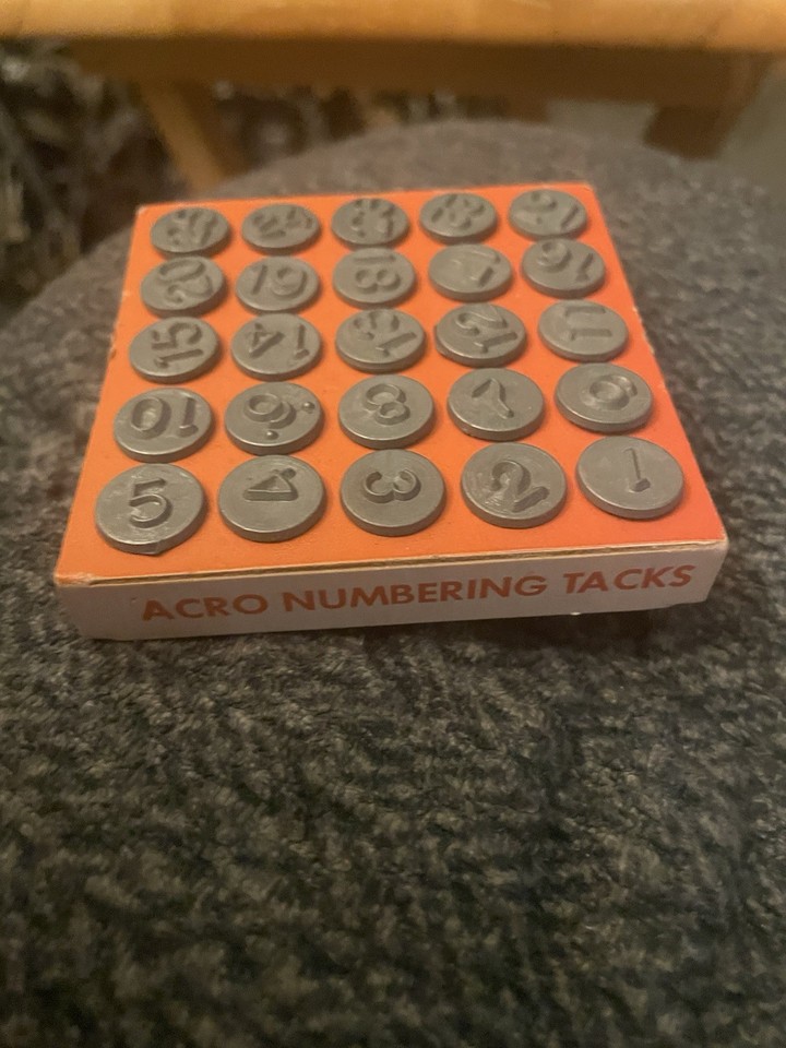 Vintage ACRO Hold-Tite Numbering Tacks Numbers 1 thru 25 Window Markers ...