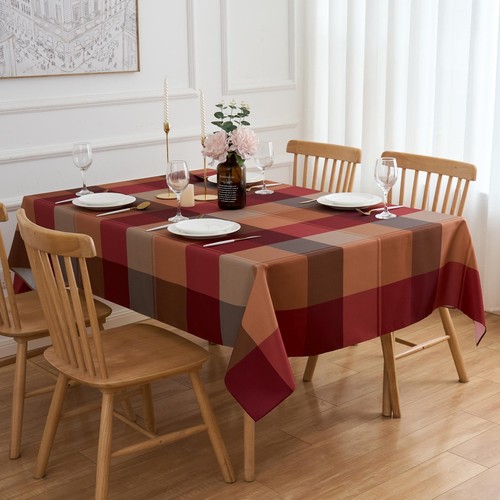 Rectangle Tablecloth 60" x 84" Winter Brown Plaid Table Cloth - Oblong ...