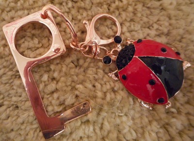 NEW Black Austrian Crystal, Enameled Ladybug Key Chain w/Touchless Door ...