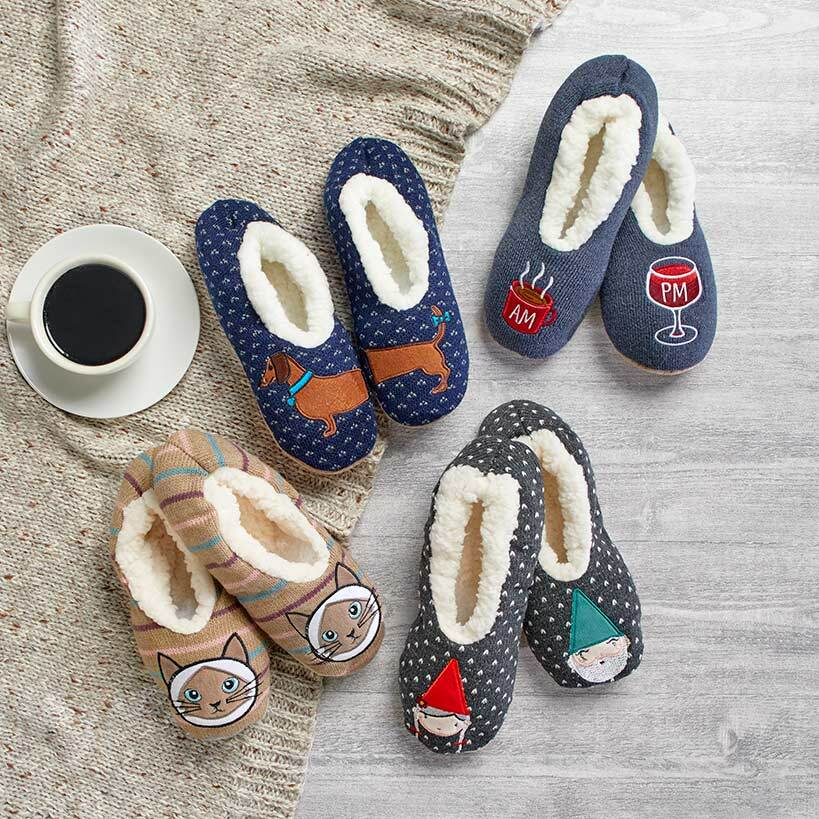 Womens Sherpa Lined Critter Slippers NonSkid Footwear Cat Weiner ...