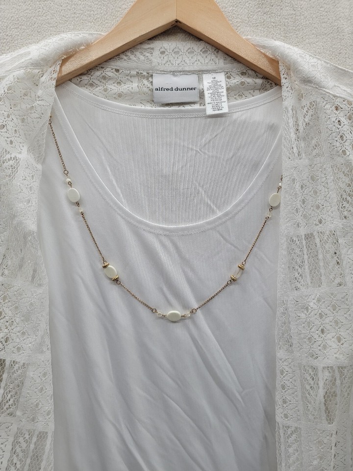NWT Alfred Dunner 2 for 1 White Button Lace $56 Blouse w/tank ...