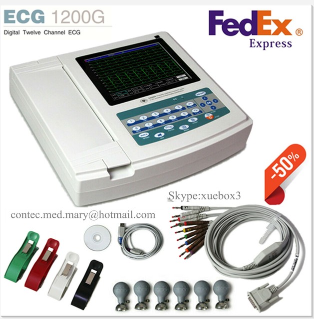 Contec ECG 1200G 12 Channel and Interpretation Electrocardiograph for ...
