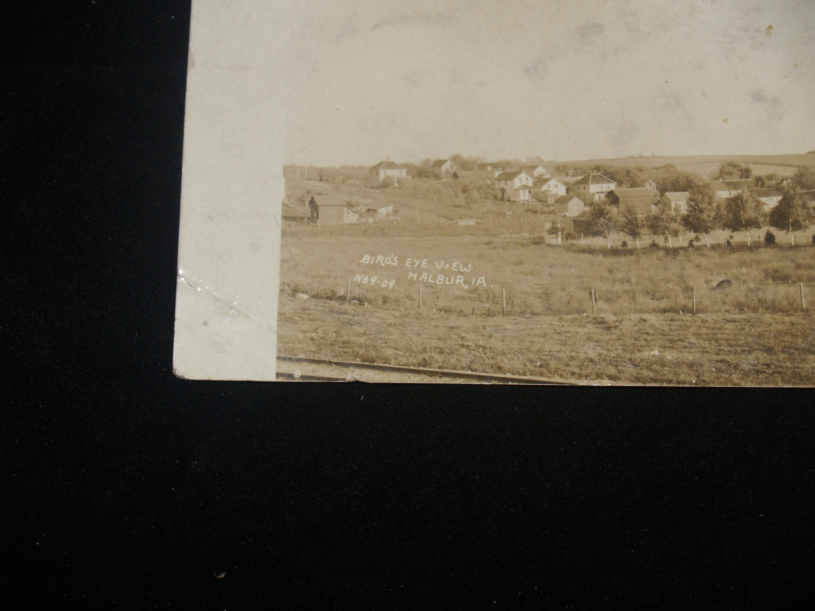 ANTIQUE REAL PHOTO POSTCARD RPPC BIRDS EYE VIEW HALBUR IA IOWA 1909 | eBay